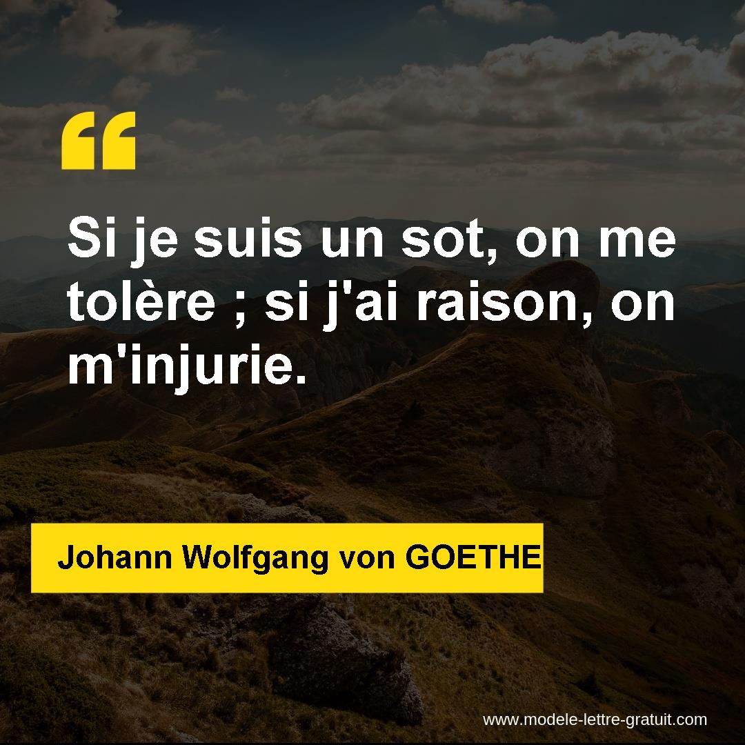 Si je suis un sot, on me tolère ; si j'ai raison, on m'injurie.