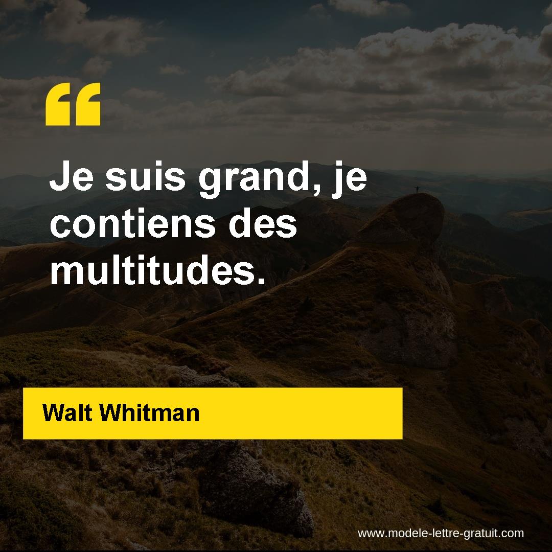 Walt Whitman a dit : Je suis grand, je contiens des multitudes.
