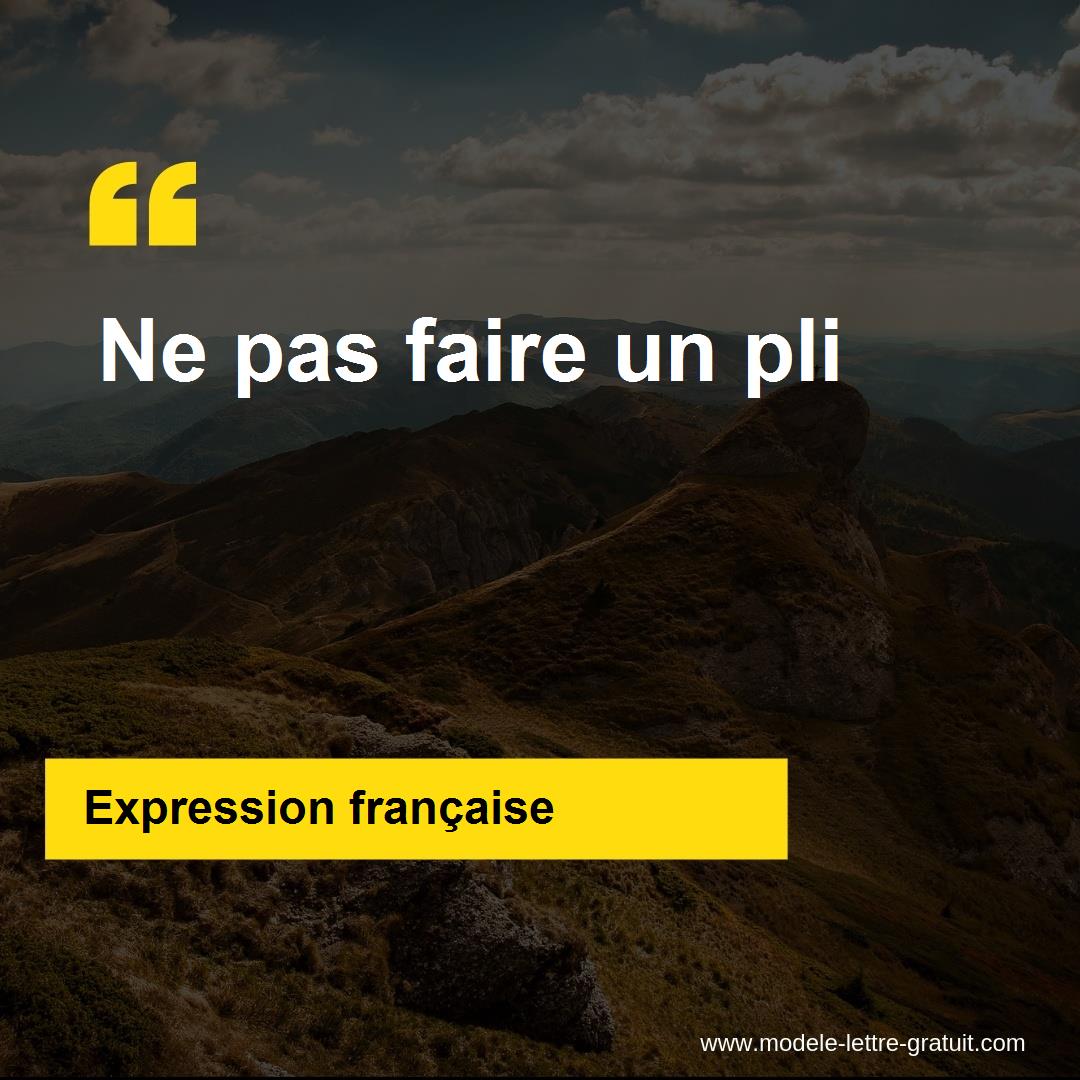 L'expression « Ne pas faire un pli », signification et origine